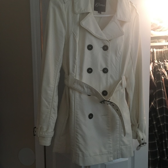 Guess | Jackets & Coats | Guess White Leather Jacket | Poshmark